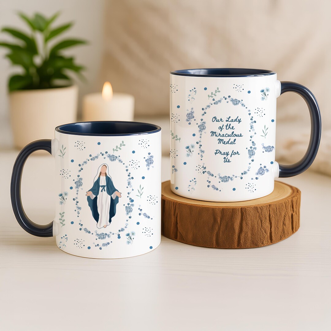 Catholic Mug, Floral Mug, Miraculous Medal Gifts, Inspirational Tea Cup ...