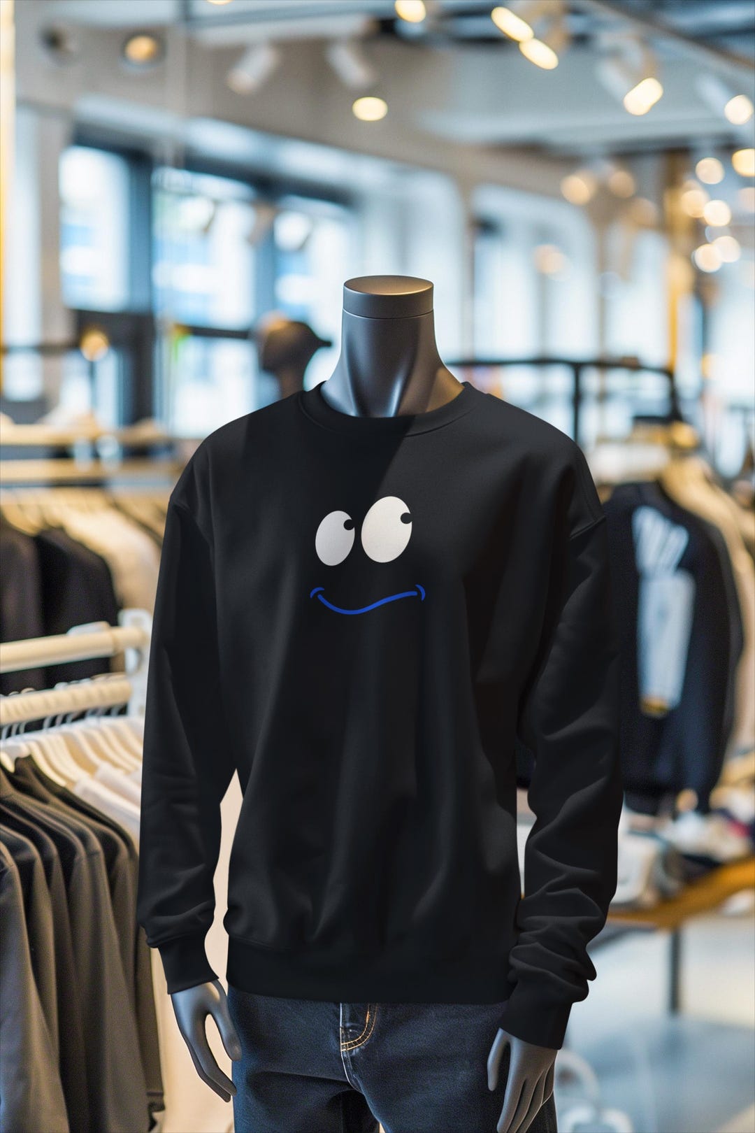 Side Eye Smiley Face Sweatshirt, Funny Emoji Grumpy Pullover, Bombastic ...