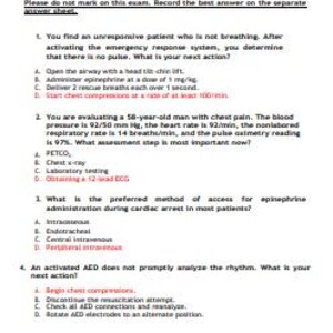 ACLS Exam Version C Advanced Cardiovascular Life Support Exam Version C ...