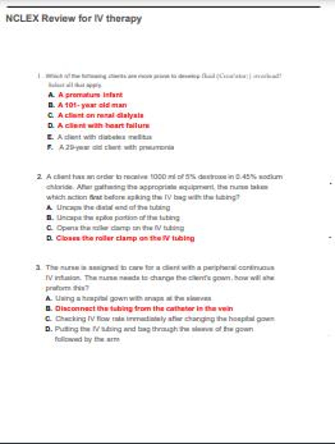 NCLEX Review for IV Therapy - Etsy