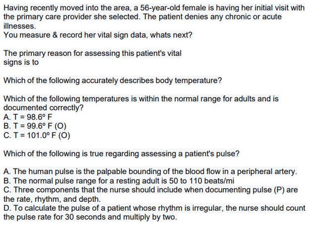 ATI Fundamentals Vital Signs Exam - Etsy