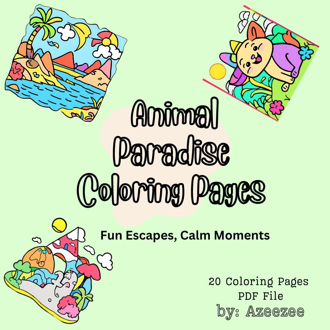 Animal Paradise Coloring Page - Etsy