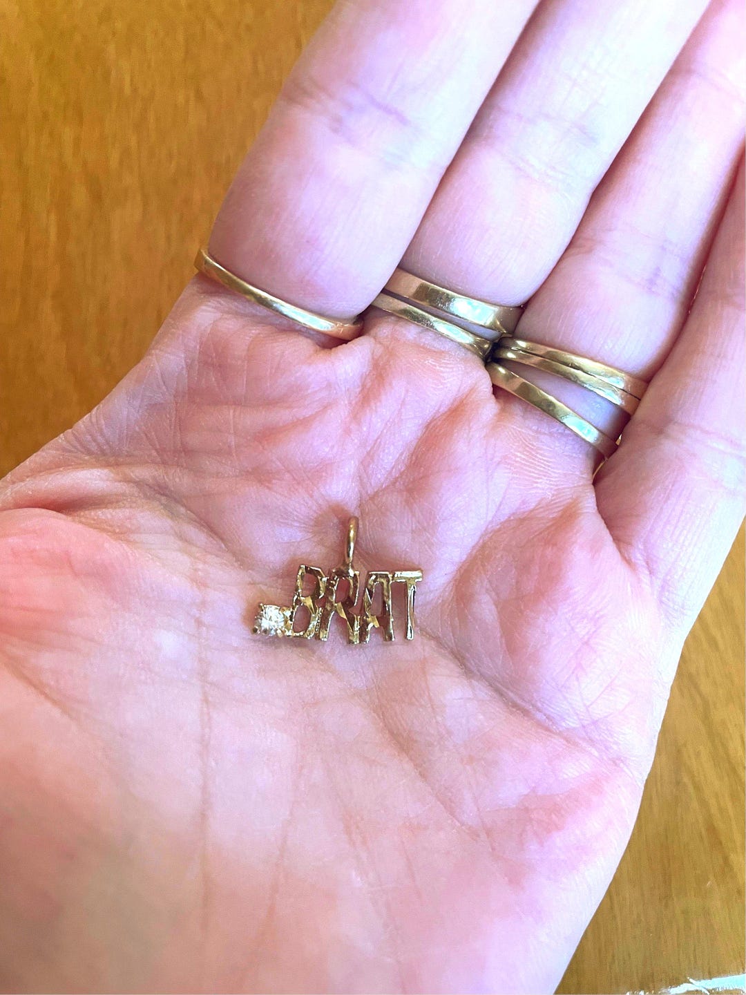 Vintage 10K Gold Plated Novelty 90% Brat Charm With Rhinestone - Etsy