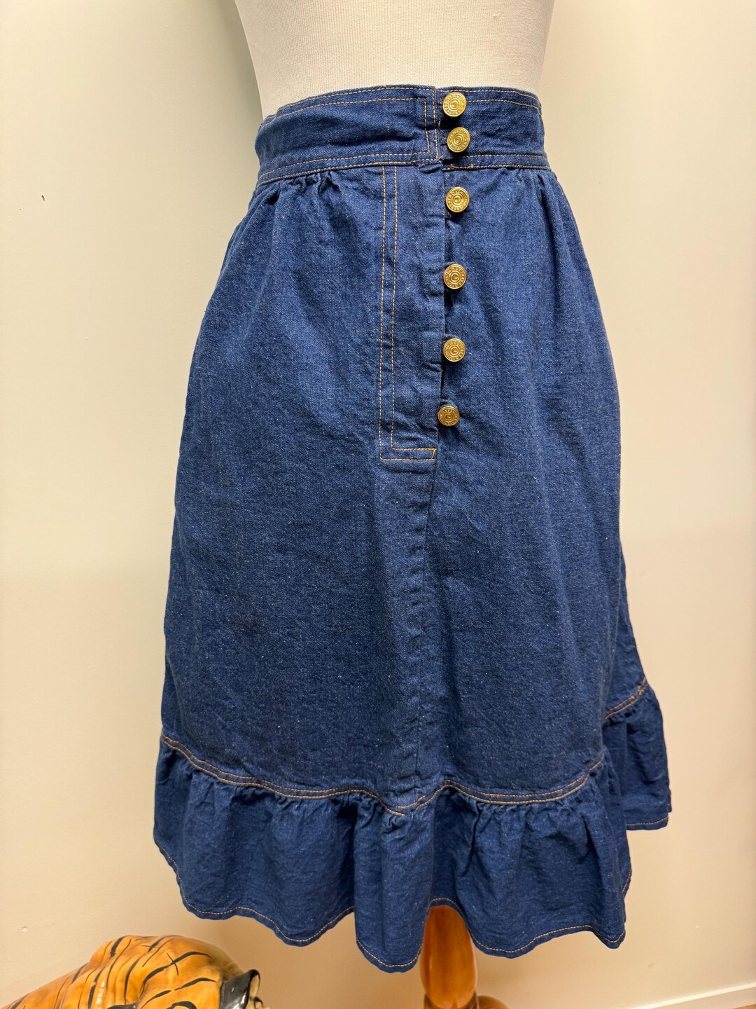 Vintage 70s Early 80s Demon Midi Skirt With Ruffle Hem and Front ...