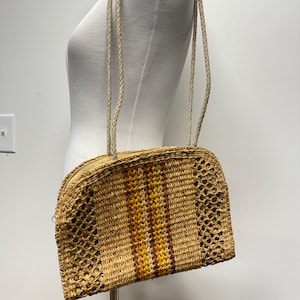 Vintage 70s Early 80s Woven Straw Purse Wicker Purse Colored Straw Bag ...