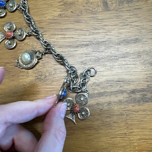 Vintage 60s 70s Silver Charm Bracelet With Ornate Clover Design and ...