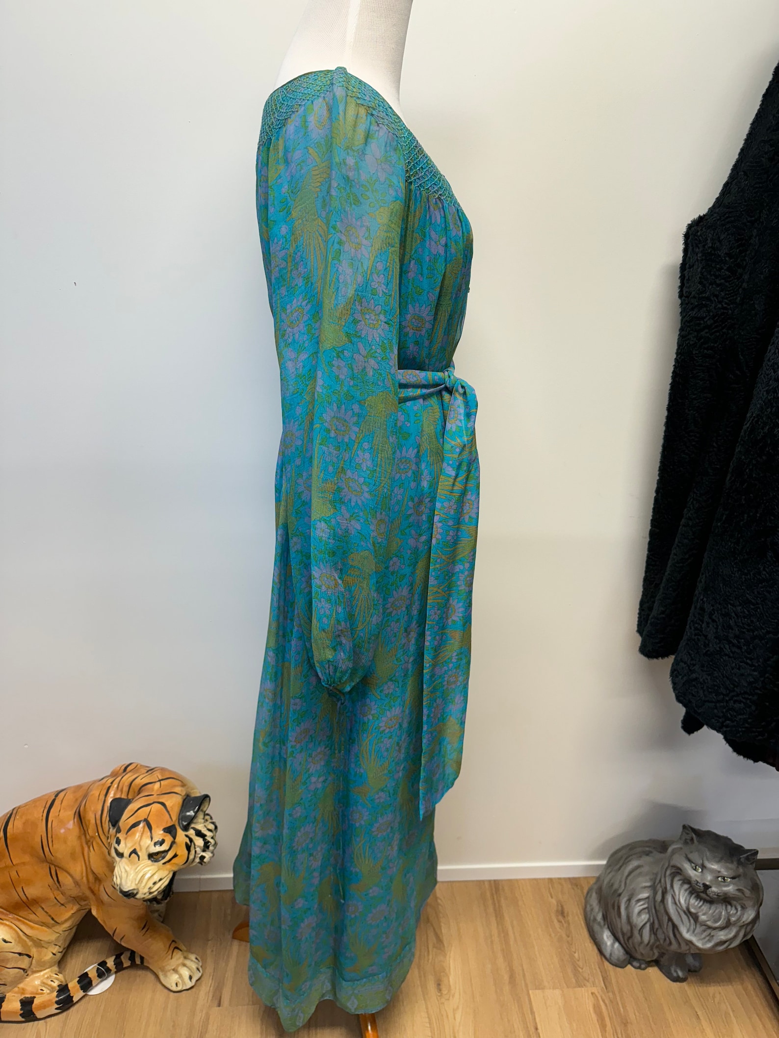 Vintage 60s 70s Designer Label Treacy Lowe London Made in India Silk ...