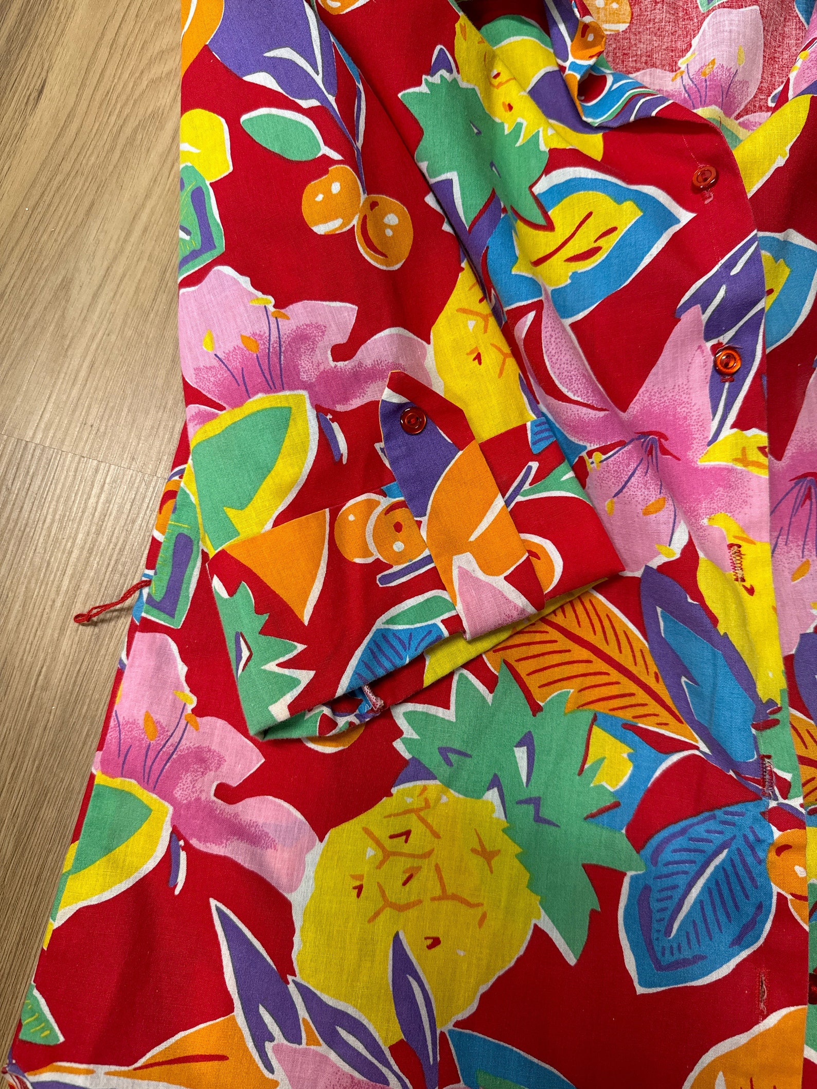 Vintage 80s 90s Super Bright Tropical Floral and Pineapple Blouse or ...