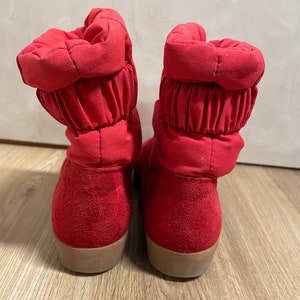Vintage 80s Puffy Suede Snow Bunny Boots Bright Red Cozy Bootie - Etsy