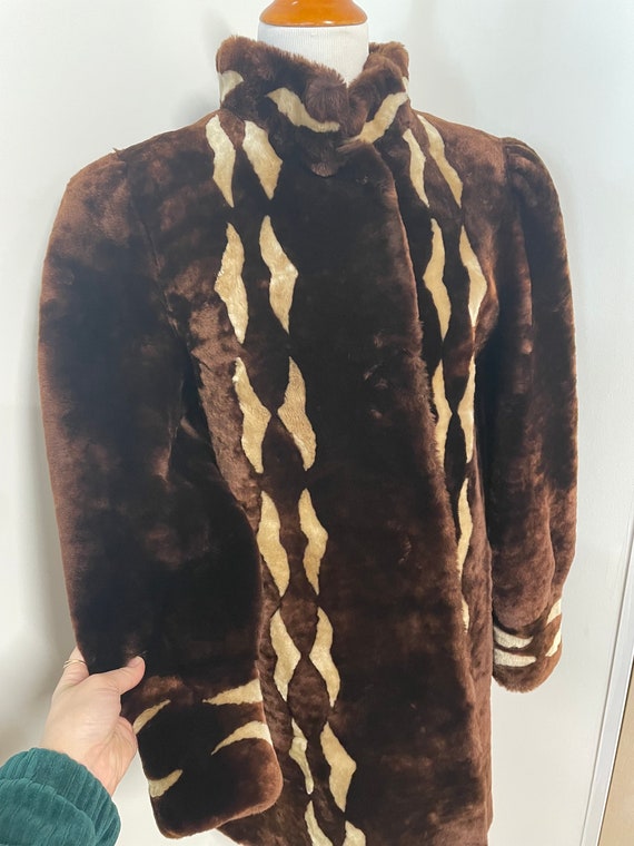 Vintage 30s 40s Mouton Fur Coat with High Collar and … - Gem