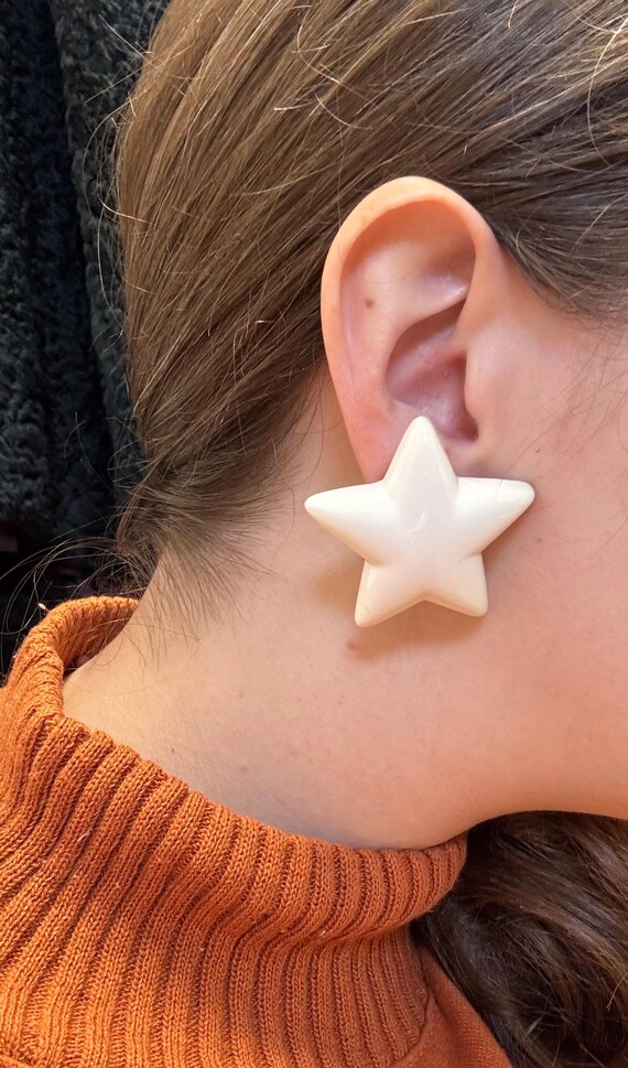 Vintage 80s 90s oversized puffy plastic star clip on … - Gem