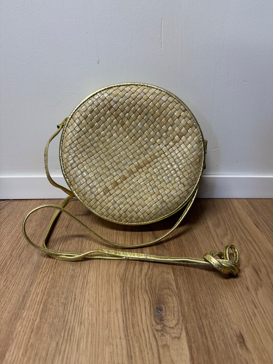 Vintage 70s 80s Susan Gail Made in Italy Metallic Gold Leather and ...