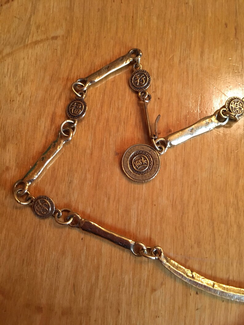 Vintage 60s Chinese Character and Dragon Huge Statement Necklace With ...