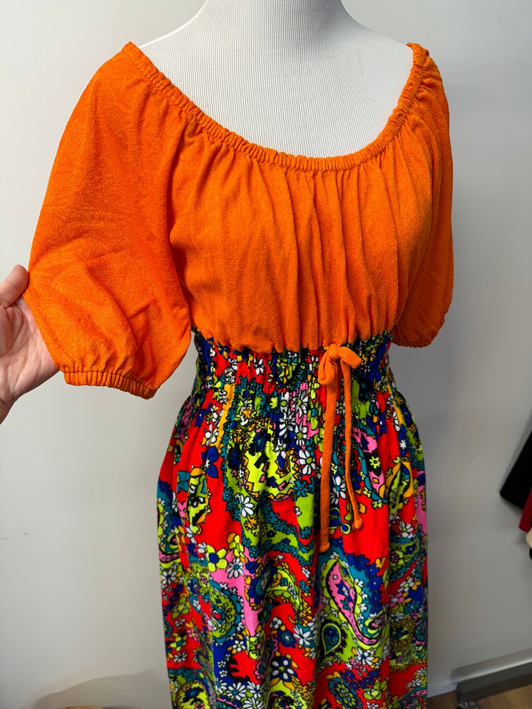 Vintage 60s 70s Paisley Flower Power Peasant Girl Cottage Core Maxi ...