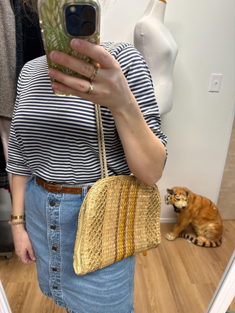 Vintage 70s Early 80s Woven Straw Purse Wicker Purse Colored Straw Bag ...