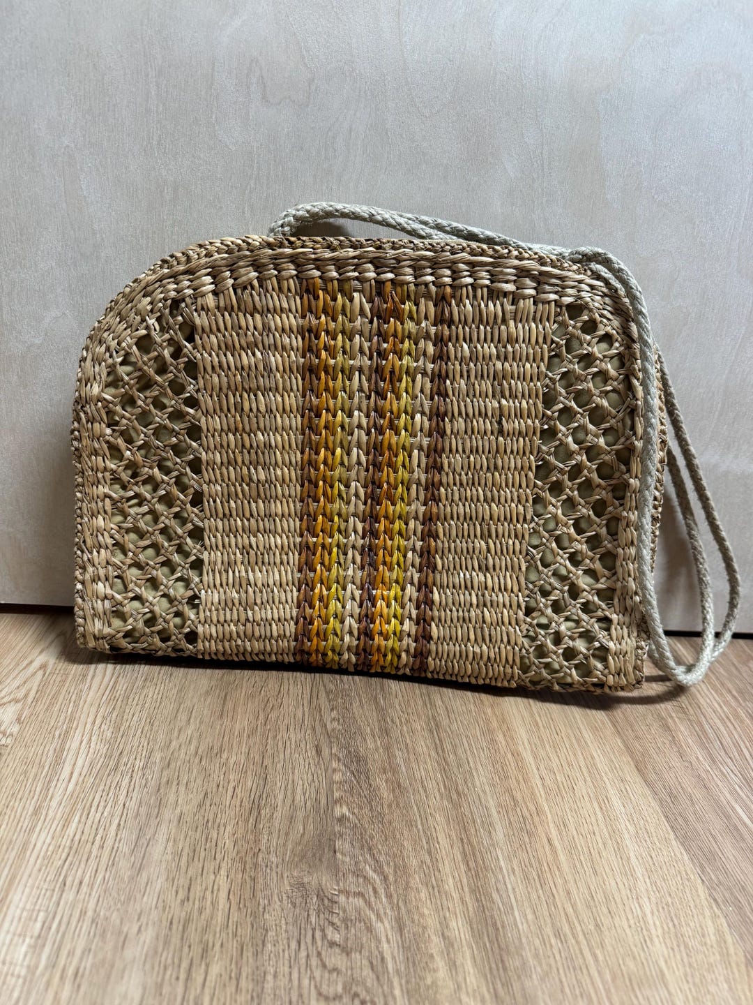 Vintage 70s Early 80s Woven Straw Purse Wicker Purse Colored Straw Bag ...