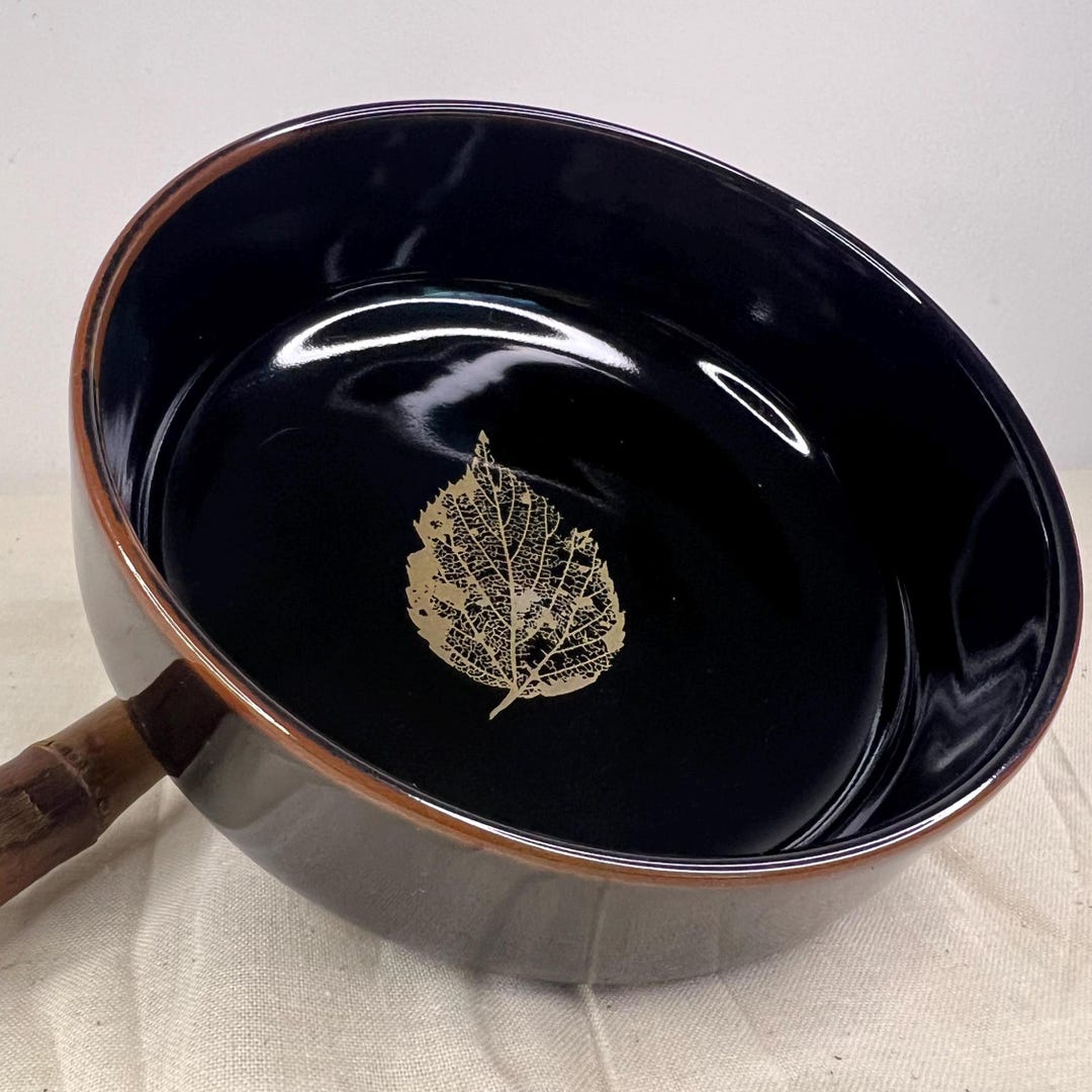 400ml - Japanese Black Tenmoku Glaze Gold Leaf Veins Printed Ceramic ...