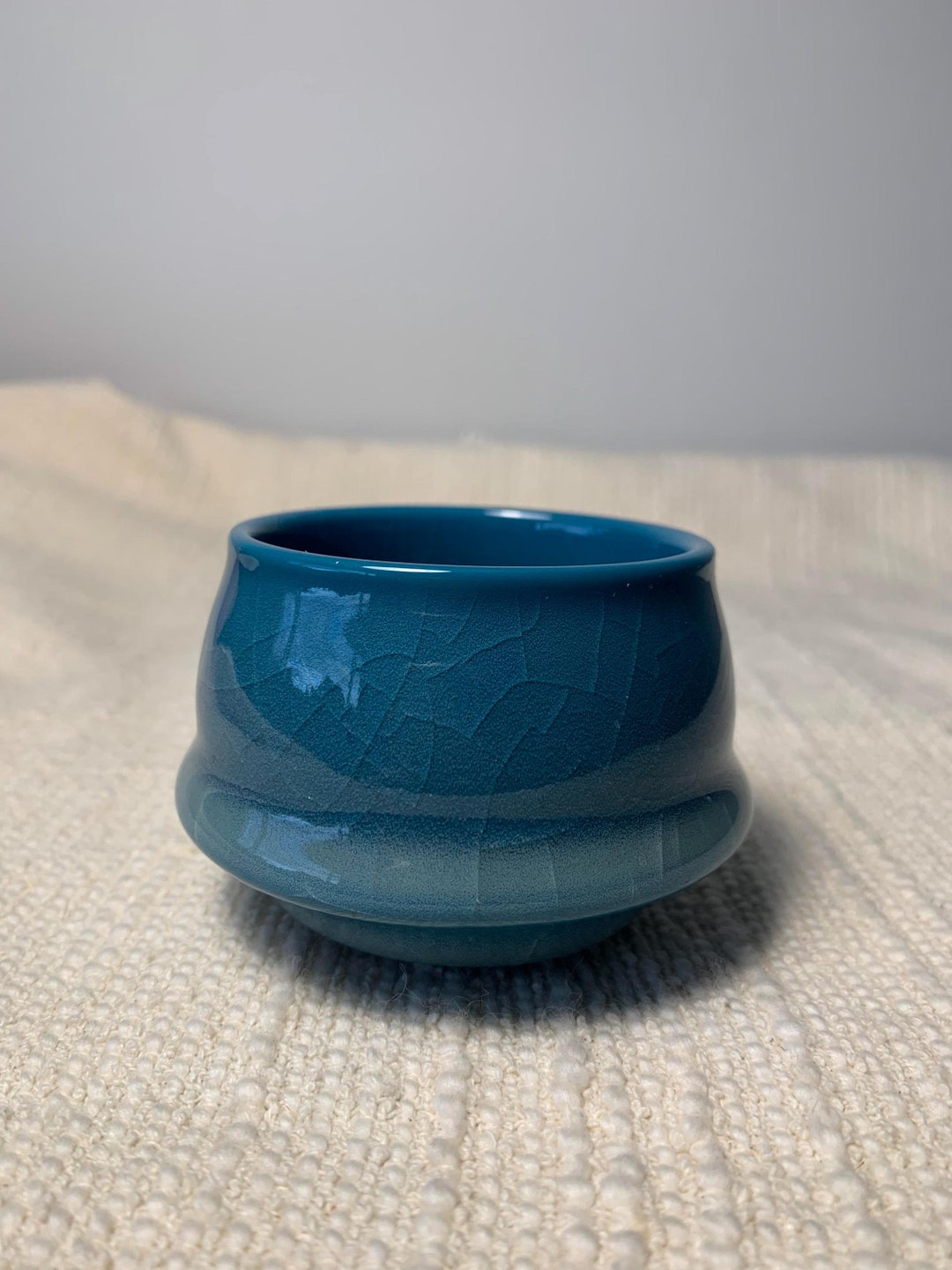 Handmade Natural Blue Clay Roly-poly Ceramic Cup With Glaze - Etsy