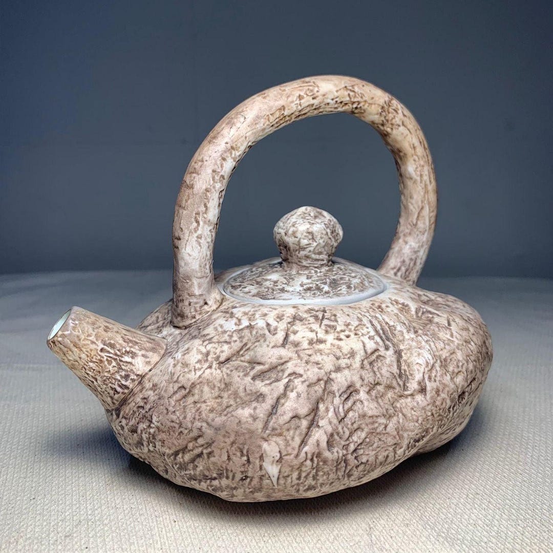 430ml - Studio Pottery Handmade Wabi-sabi Textural Rock Shaped Top ...
