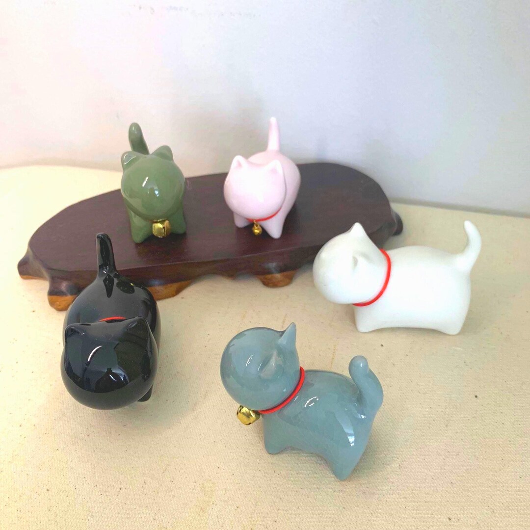 Ceramic Blank Face Cat, Small Landscape Decor, Plant and Garden Decor ...