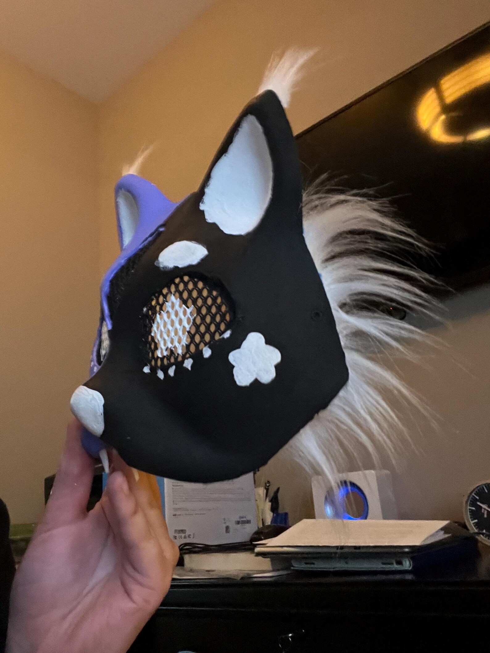 Alien Black and Purple Cat Therian Mask - Etsy