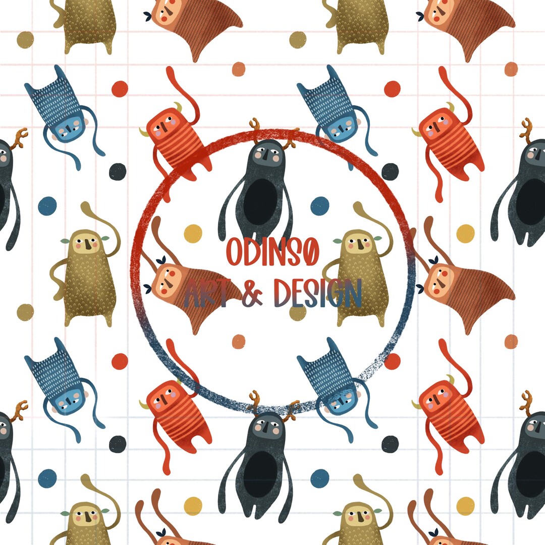 Little Monsters, Seamless Pattern - Etsy