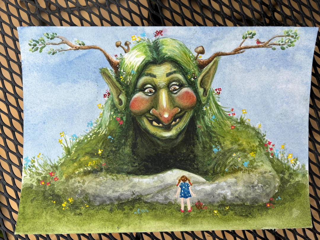 Original Watercolour Scandinavian Troll Painting - Etsy