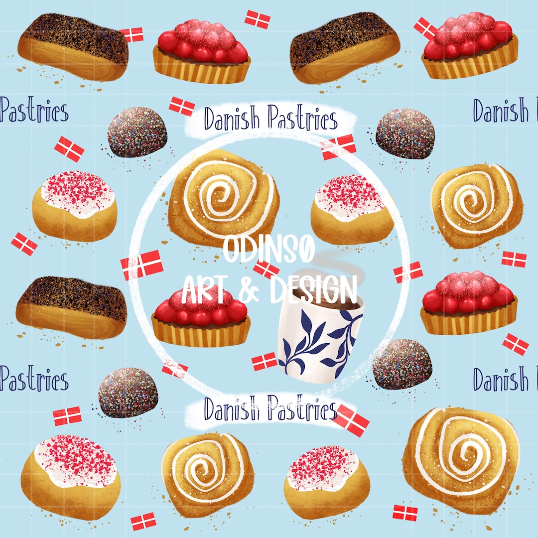 Danish Pastries, Seamless Pattern - Etsy