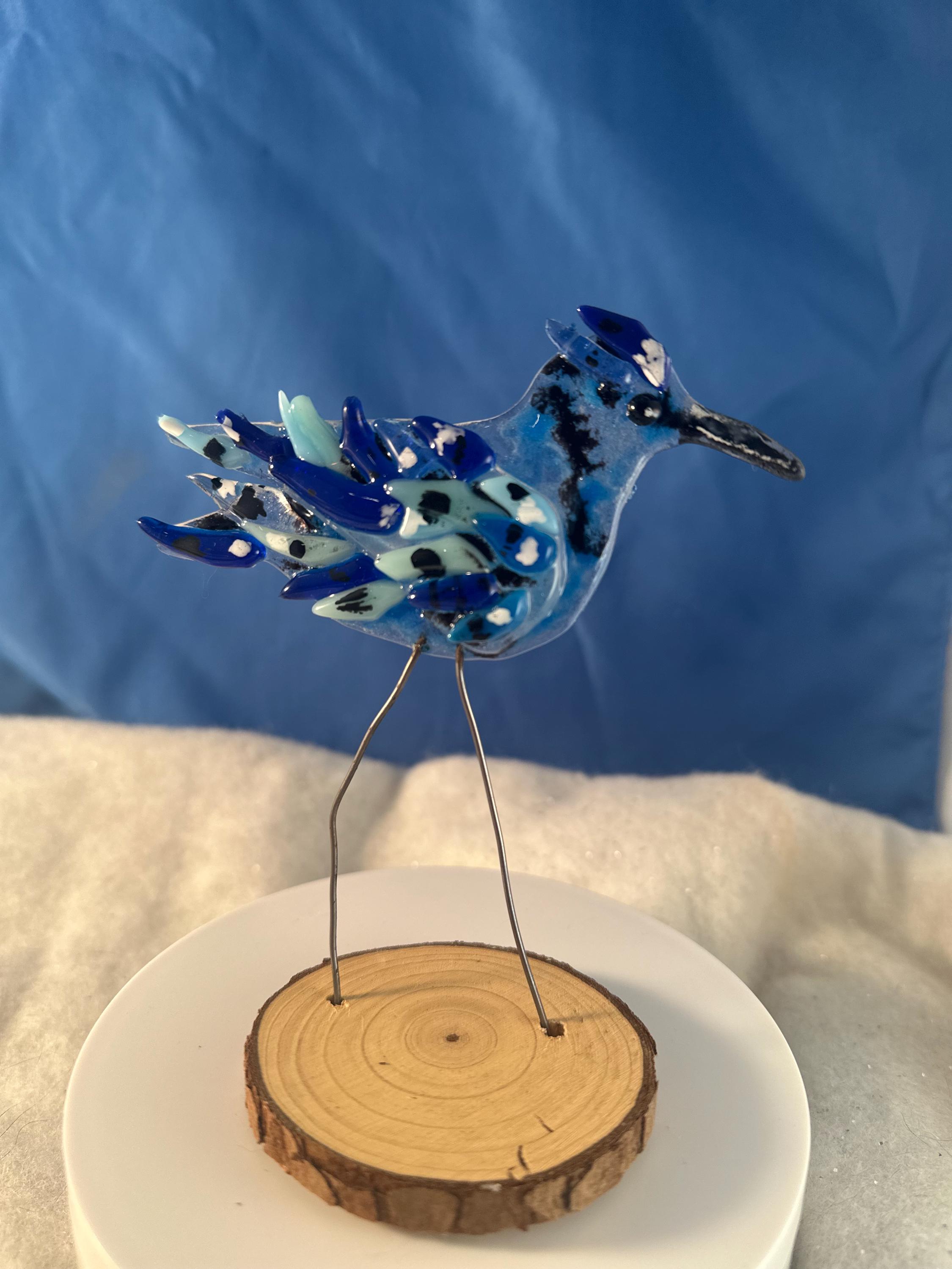 Bluebird, Fused Glass Suncatcher. Hand Cut Glass, Shards of Different ...