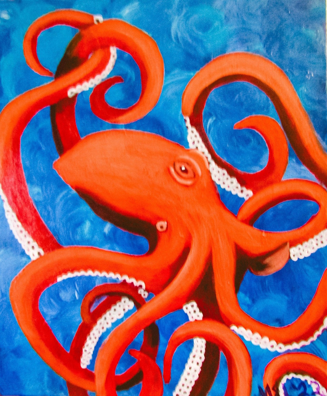 Original Colorful Octopus Painting, Original Colorful Octopus Canvas ...