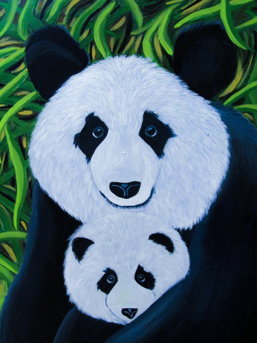 Original Panda Portrait on Canvas, Original Panda Portrait Acrylic on ...