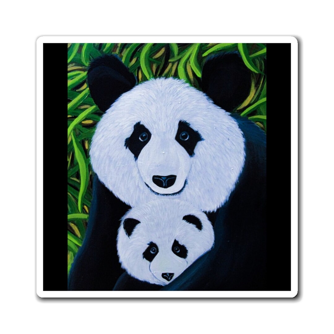 Cute Pandas Refrigerator Magnet, Cute Pandas Kitchen Magnet, Panda Art ...