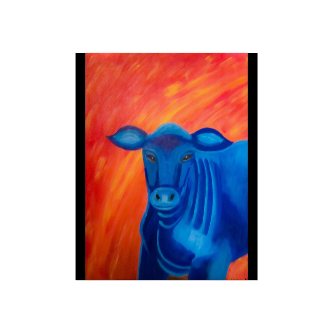Abstract Blue Cow Prints, Inexpensive Blue Cow Prints, Unique Blue Cow ...