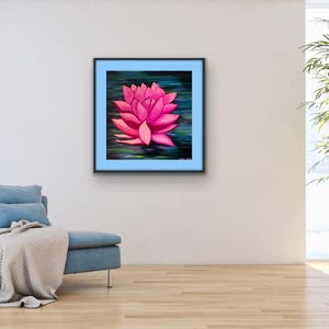 Original Pink Lotus Flower Canvas, Original Lotus Flower Art, Original ...