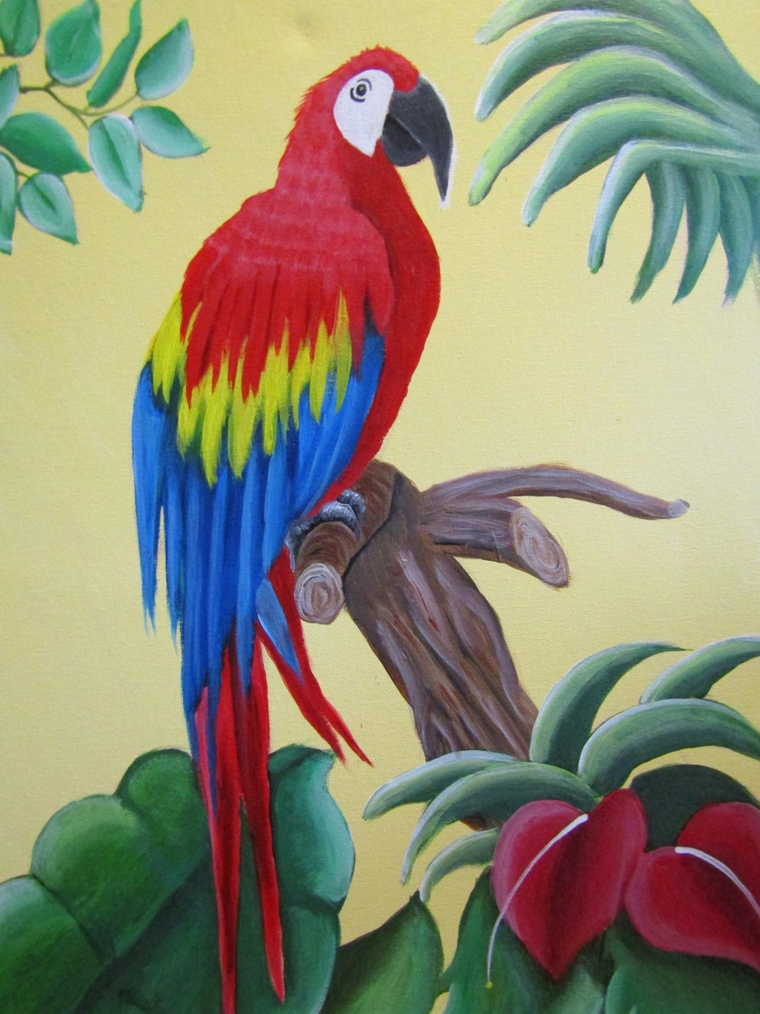 Original Macaw Painting on Canvas, Colorful Macaw Painting on Canvas ...