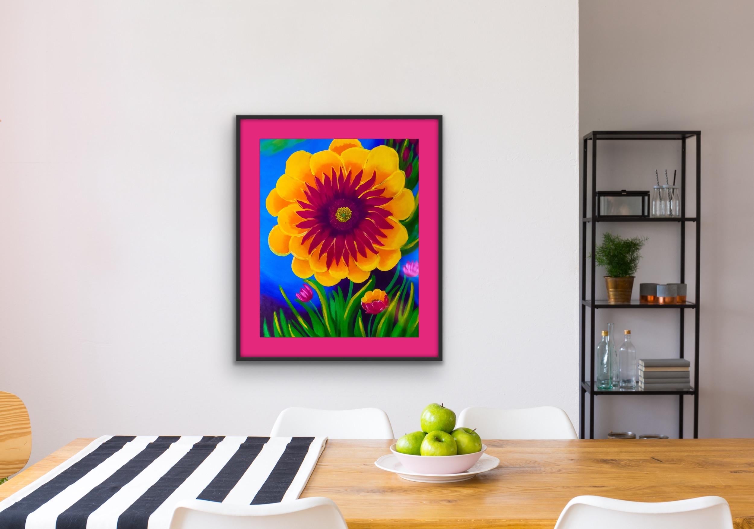 Colorful Flower Art Canvas, Original Colorful Floral Canvas, Original ...