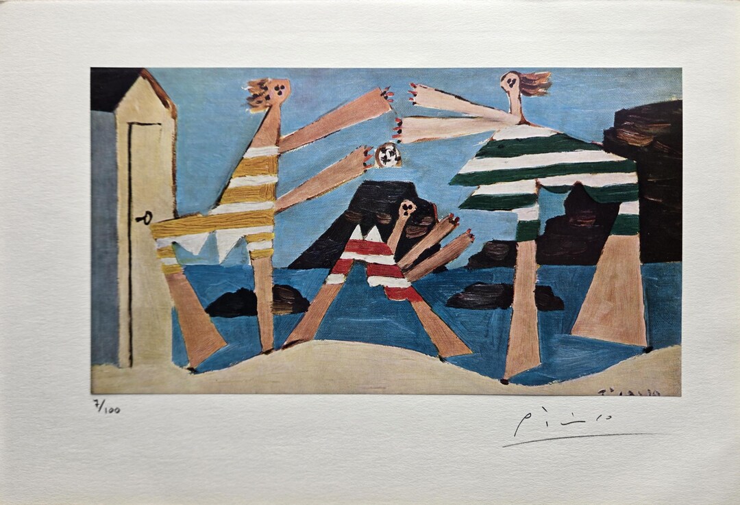 Pablo Picasso - Bathers at Balloon3 7/100 - Hand Signed Original Print With COA and +3,500 USD ...