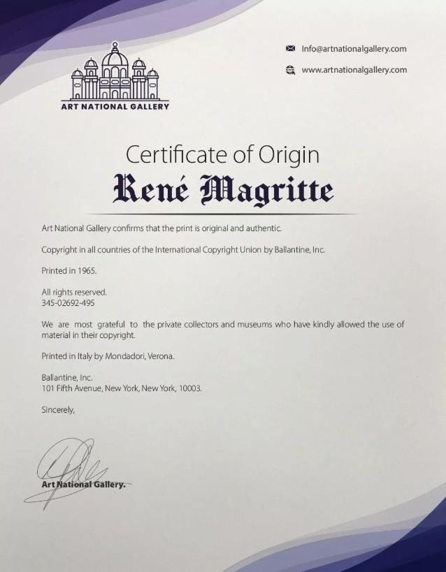 Rene Magritte - Representation 17/100 - Hand Signed Original Print ...