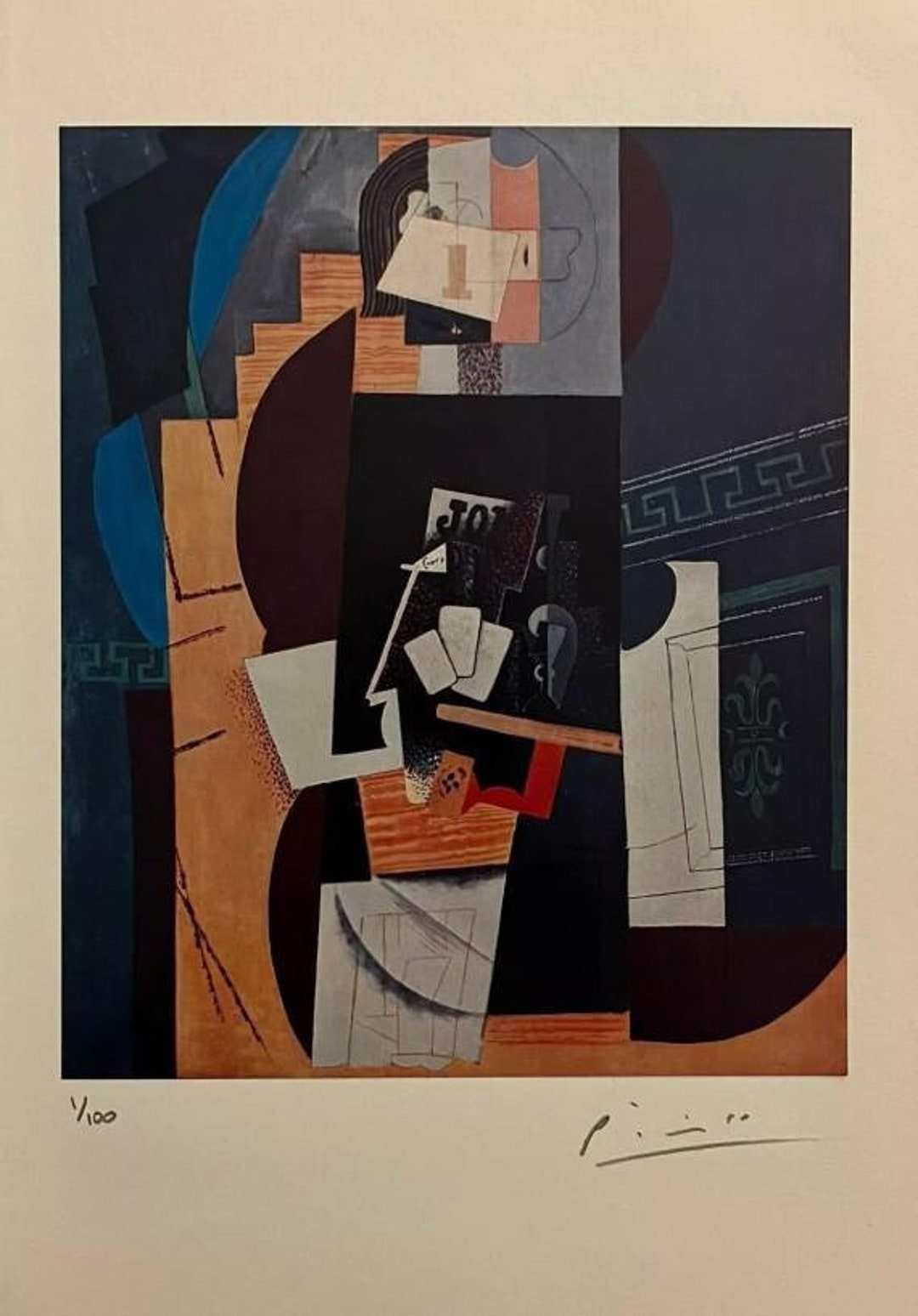Pablo Picasso - the Card Player 1/100 - Hand Signed Original Print With ...