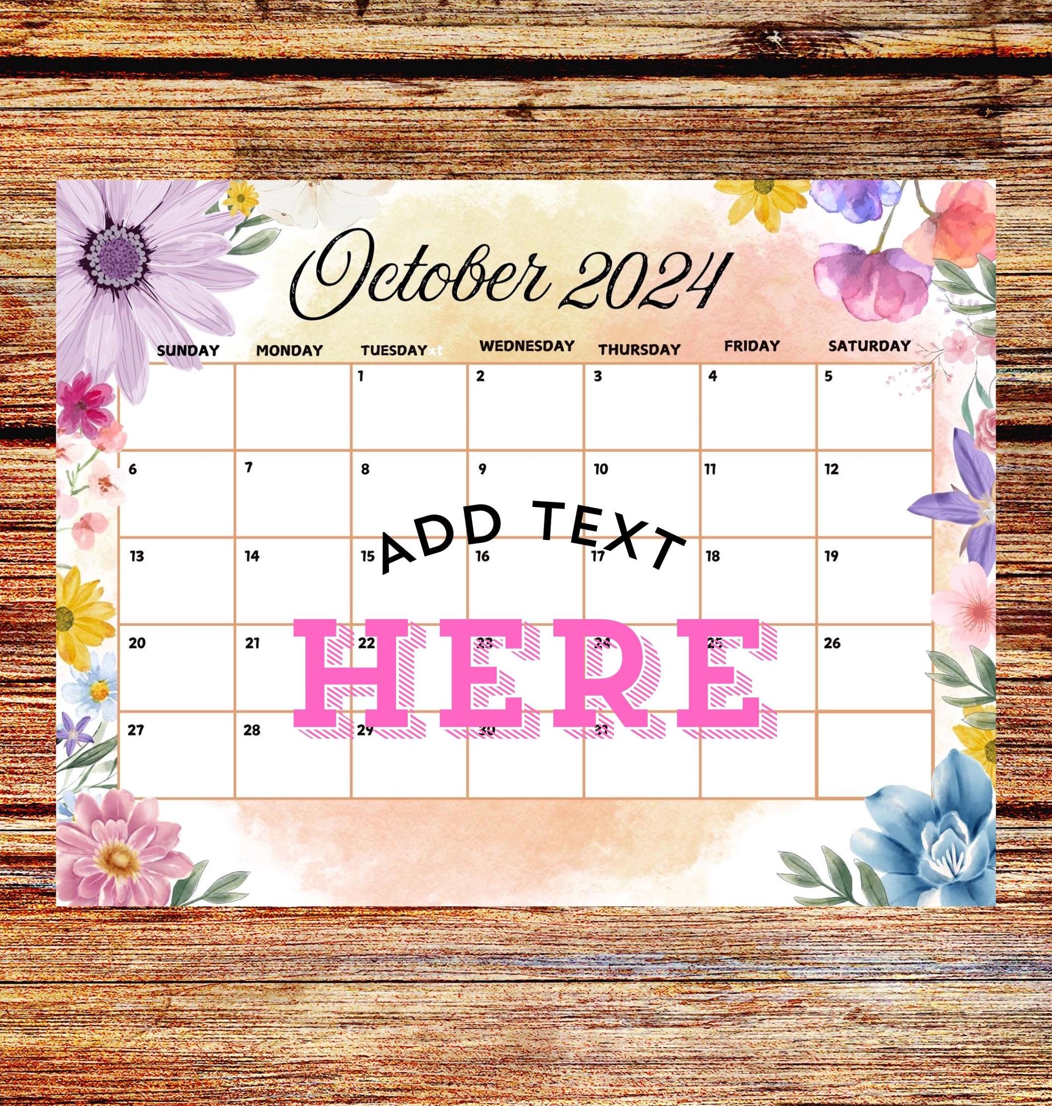 EDITABLE, Digital-printable October 2024 Planner - Etsy UK