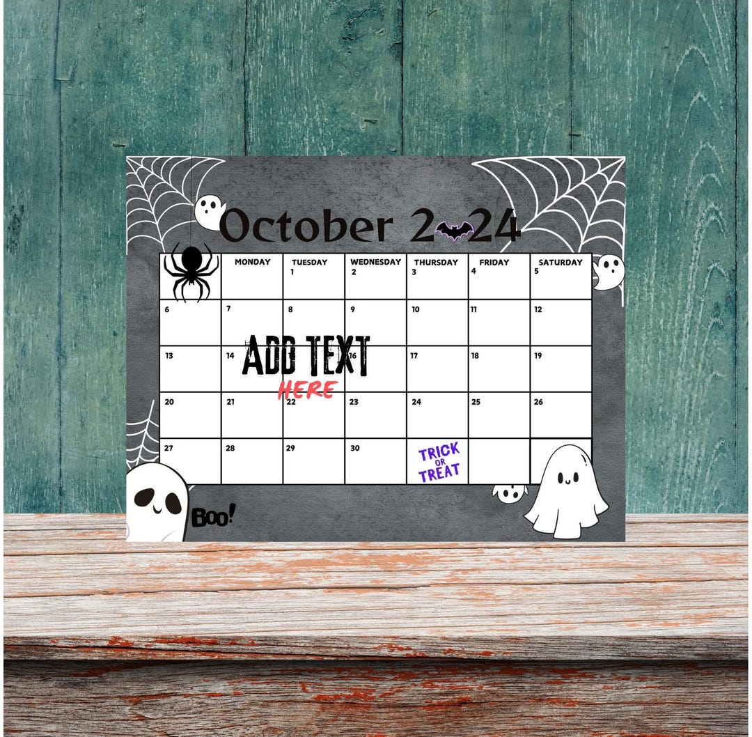 EDITABLE, Digital-printable October Halloween 2024 Ghost Calendar - Etsy