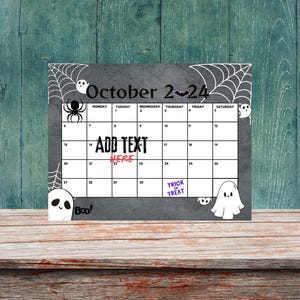 EDITABLE, Digital-printable October Halloween 2024 Ghost Calendar - Etsy