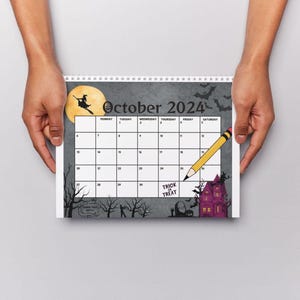 EDITABLE, Digital-printable October 2024 Spooky Witch Calendar - Etsy