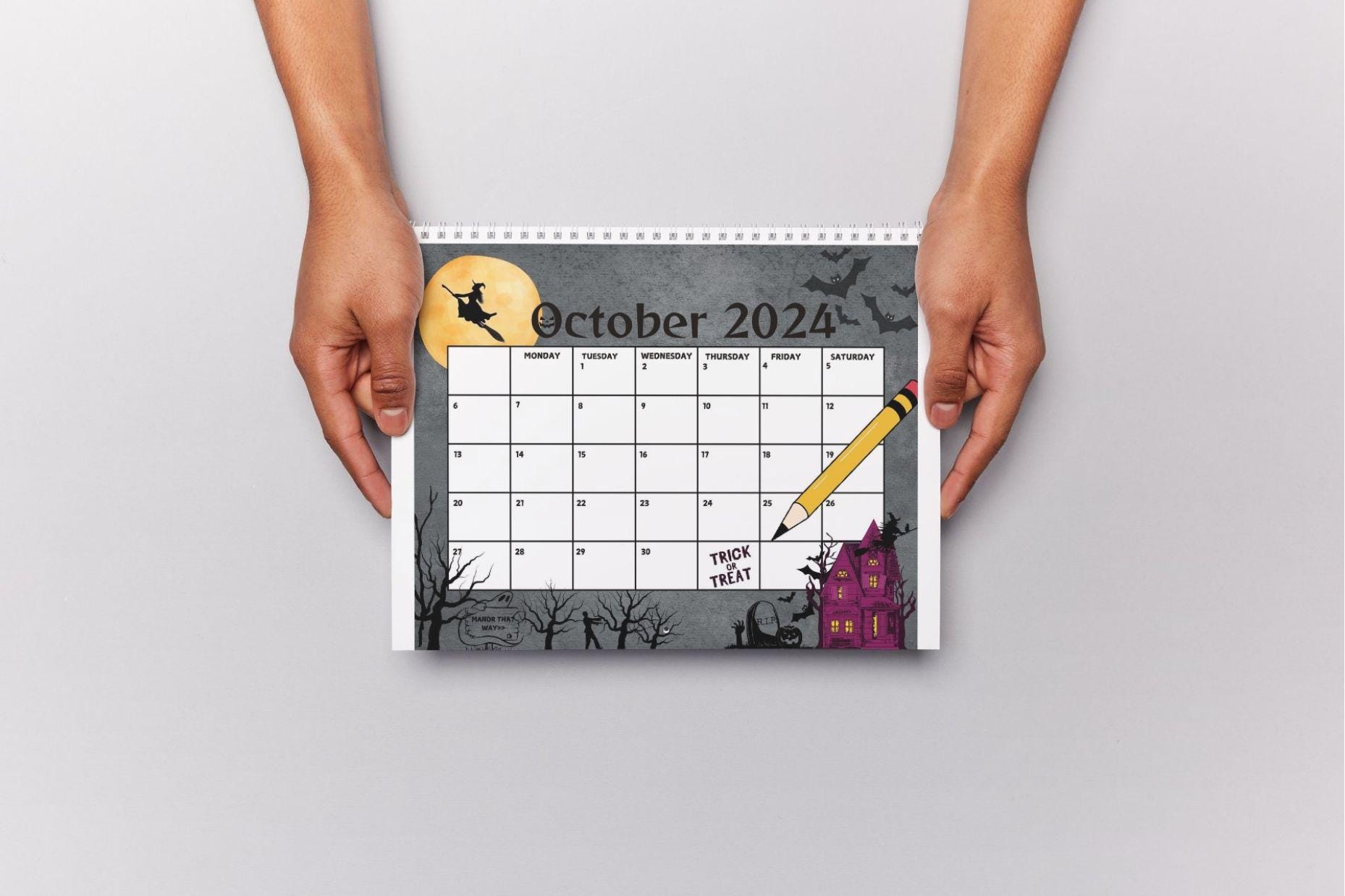 EDITABLE, Digital-printable October 2024 Spooky Witch Calendar - Etsy