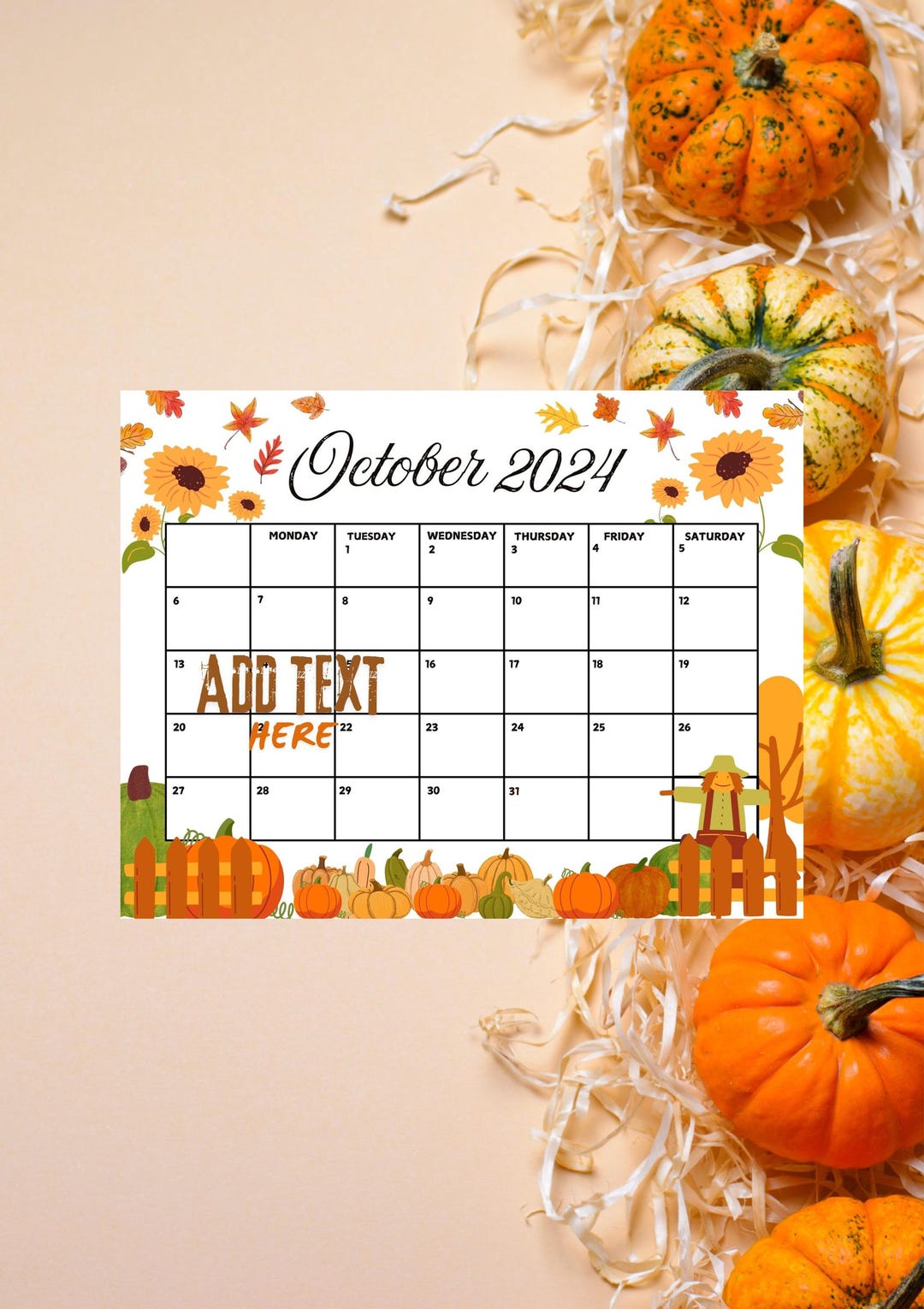 2 Digital-printable October 2024 Calendars pumpkin Patch Design - Etsy UK