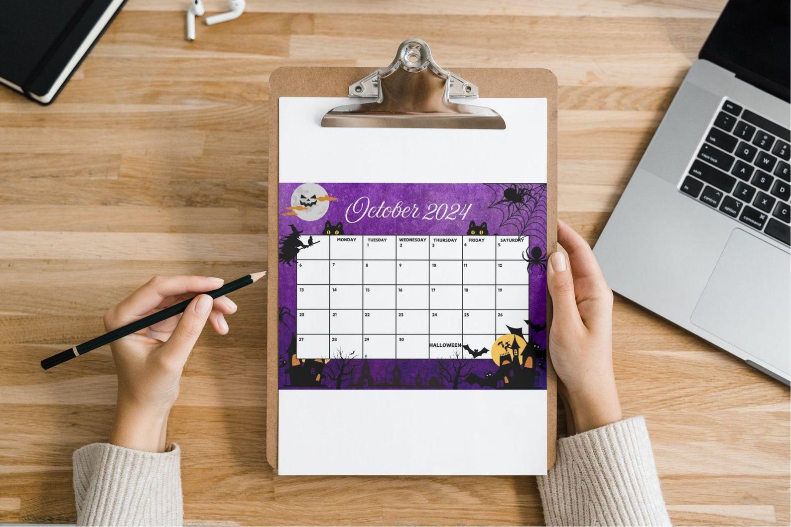 EDITABLE, Digital October 2024 Calendar Halloween Themed - Etsy UK