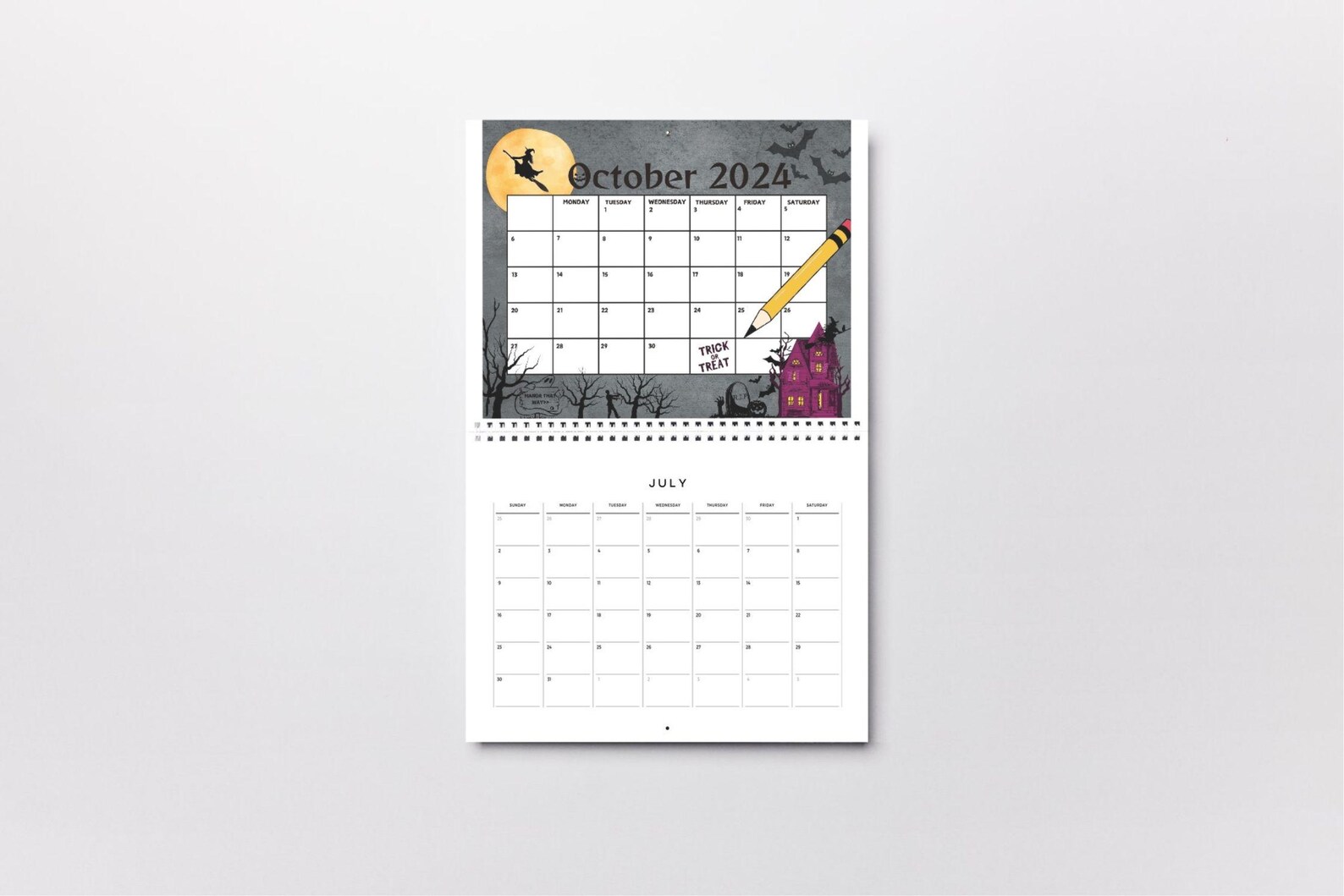 EDITABLE, Digital-printable October 2024 Spooky Witch Calendar - Etsy