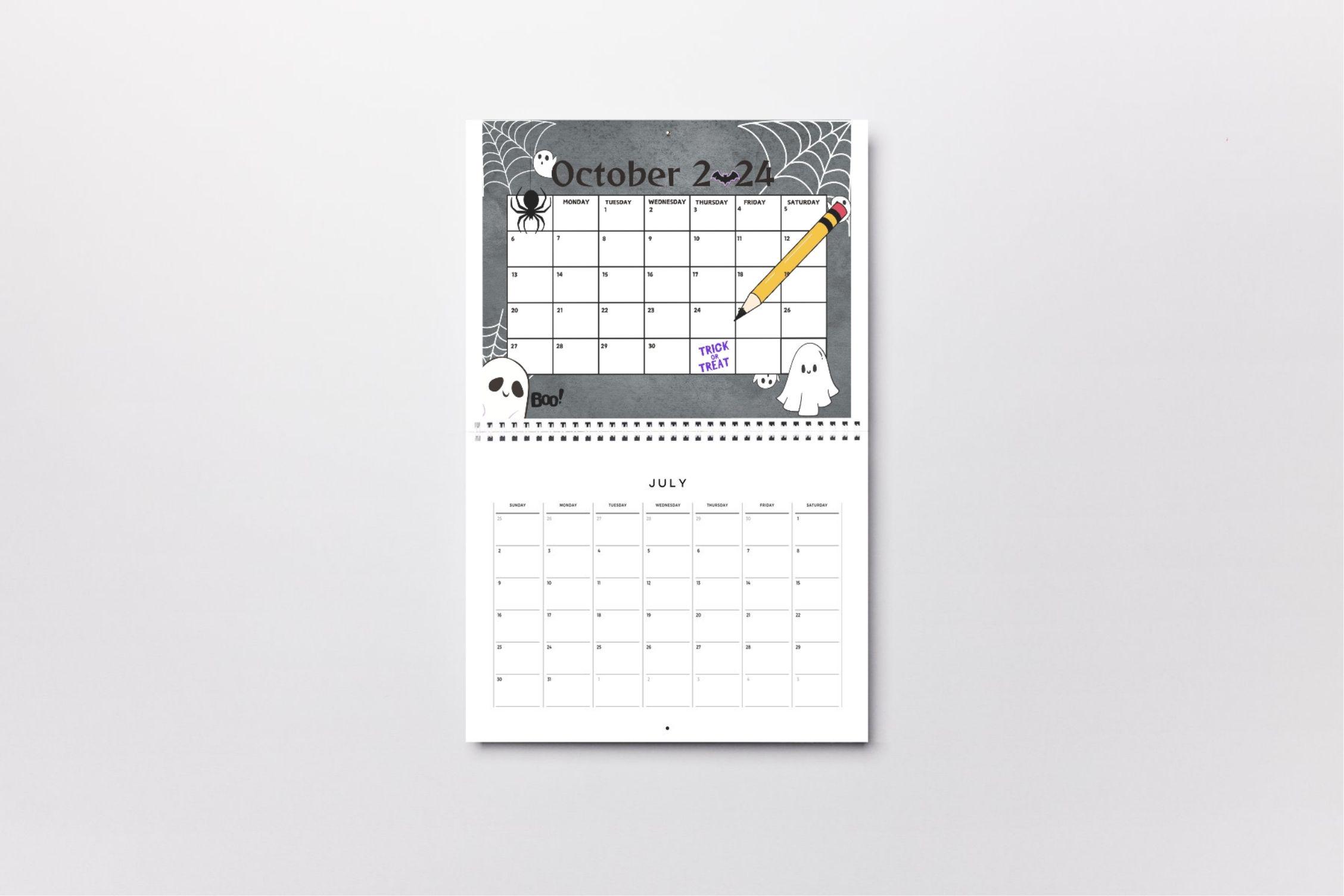 EDITABLE, Digital-printable October Halloween 2024 Ghost Calendar - Etsy