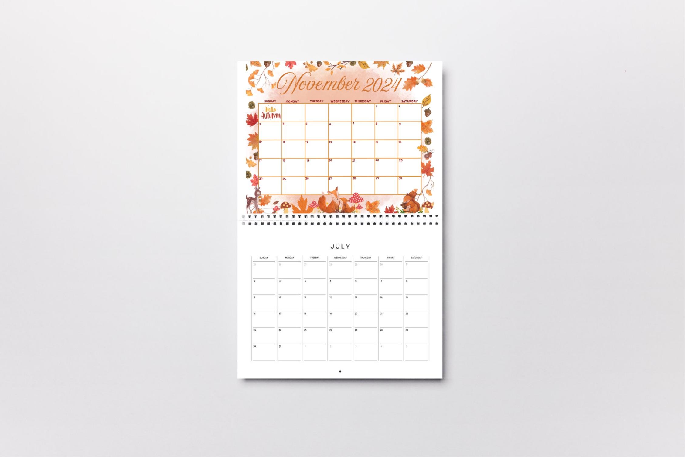 EDITABLE, Digital, Printable November 2024 Calendar (woodland Animal ...