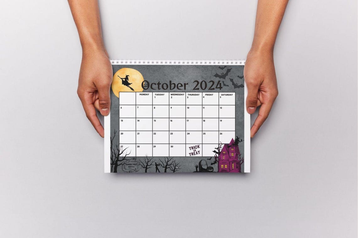 EDITABLE, Digital-printable October 2024 Spooky Witch Calendar - Etsy